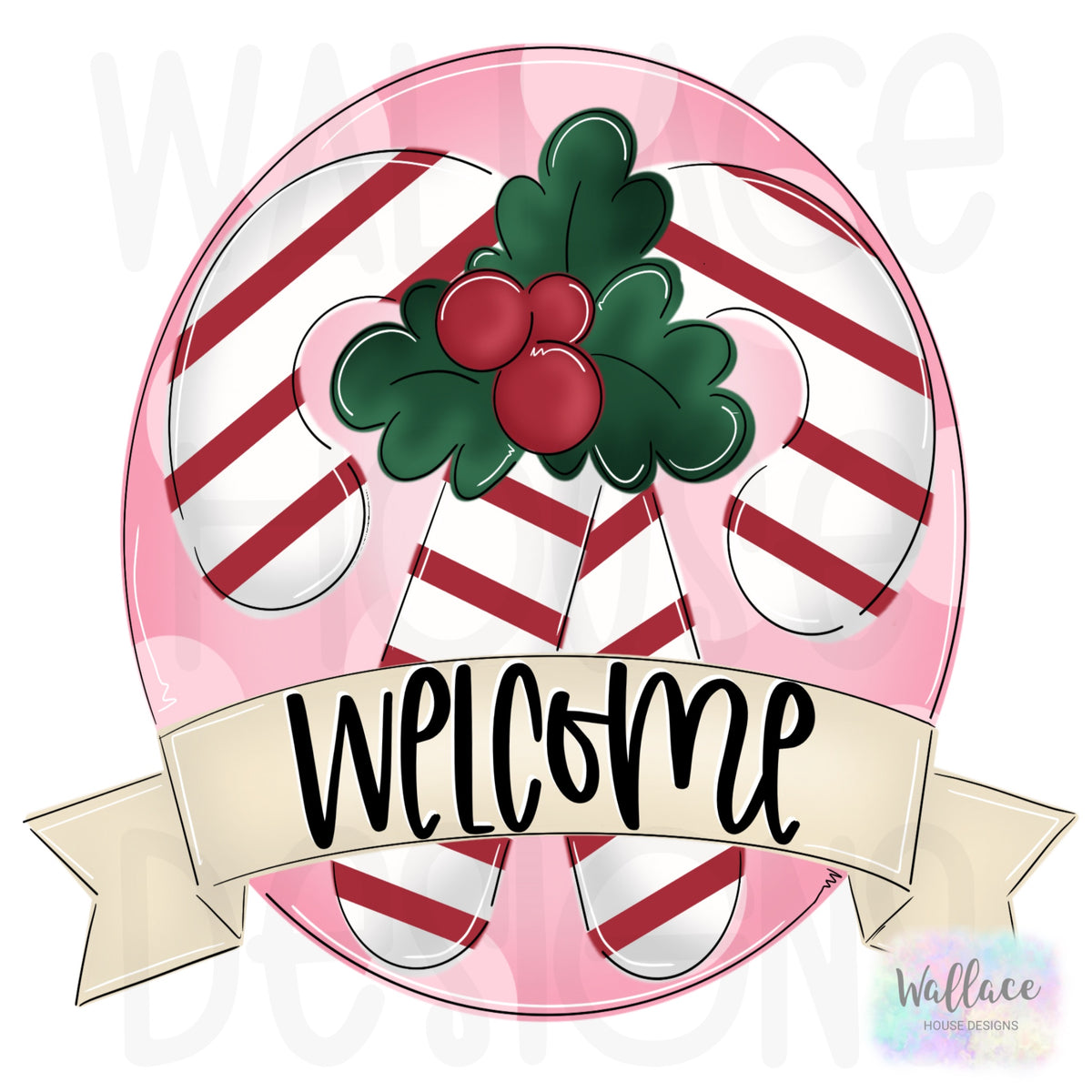 Candy Cane Welcome Banner Printable Template – wallacehousedesigns