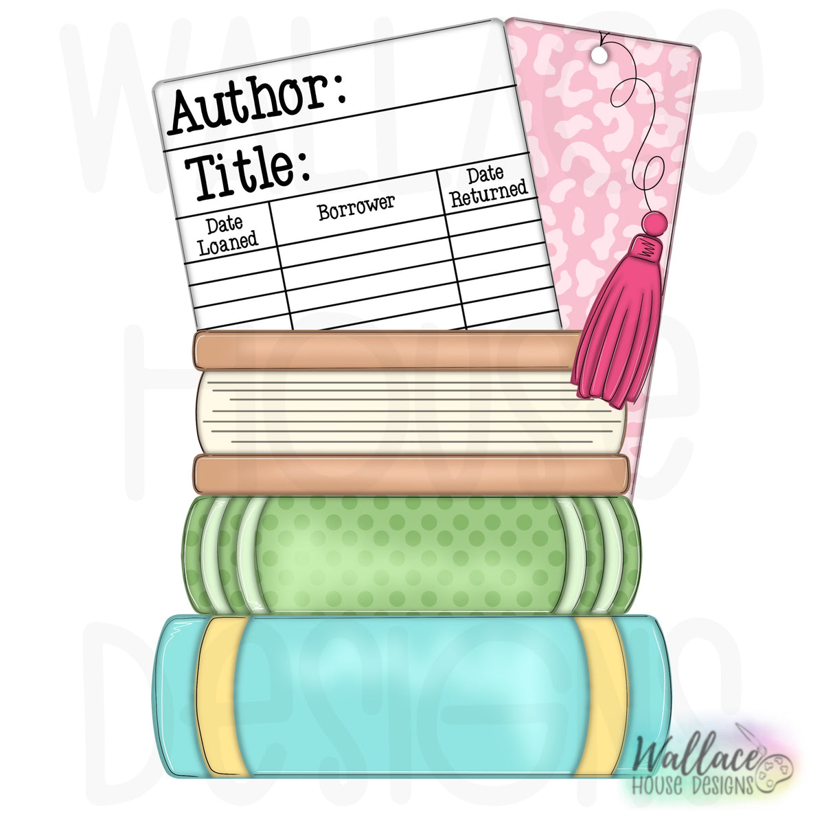 Library Card Book Stack Printable Template – wallacehousedesigns