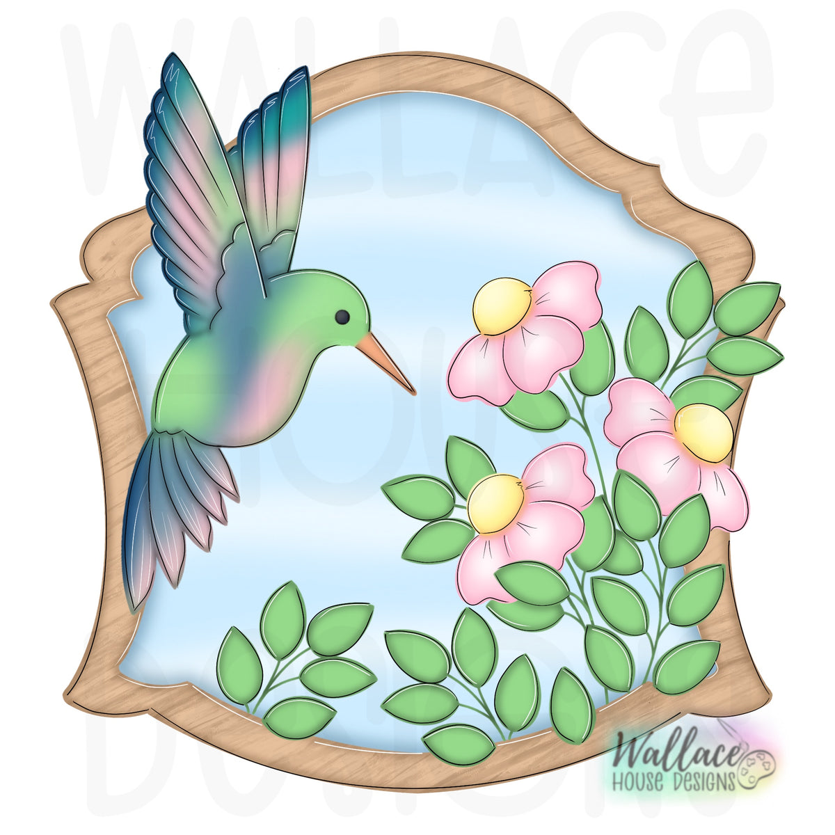 Hummingbird Floral Frame JPEG – wallacehousedesigns