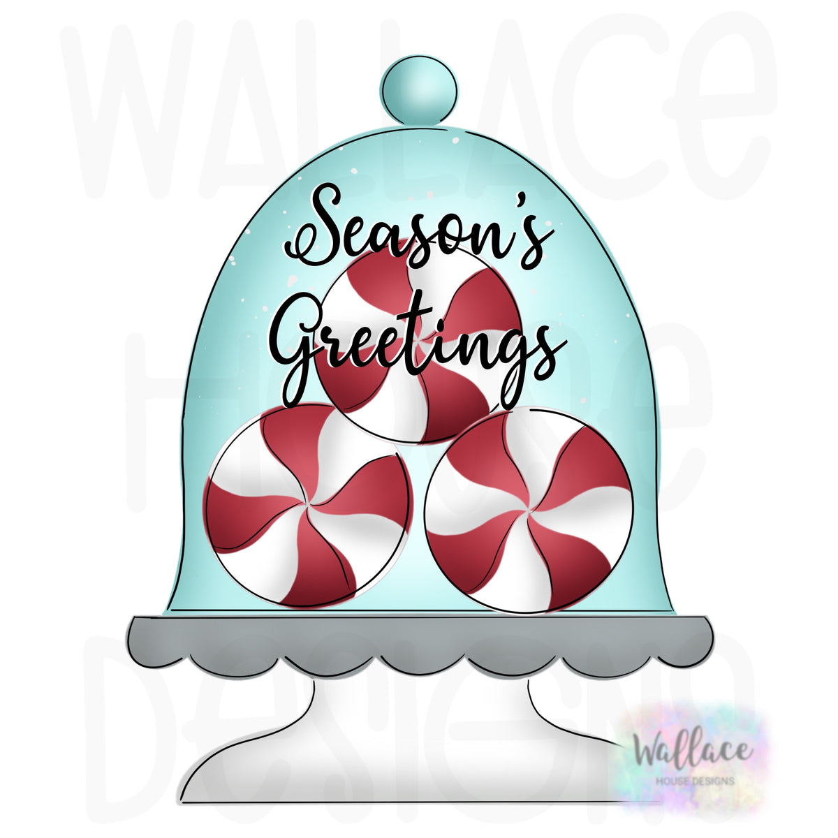 Seasons Greetings Peppermint Cake Stand JPEG – wallacehousedesigns