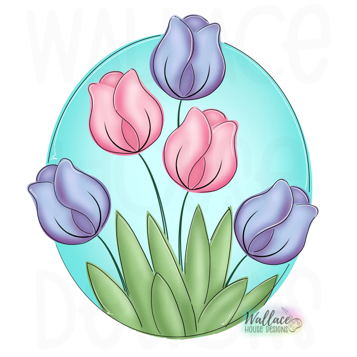 Spring Tulip Oval Frame Printable Template – wallacehousedesigns