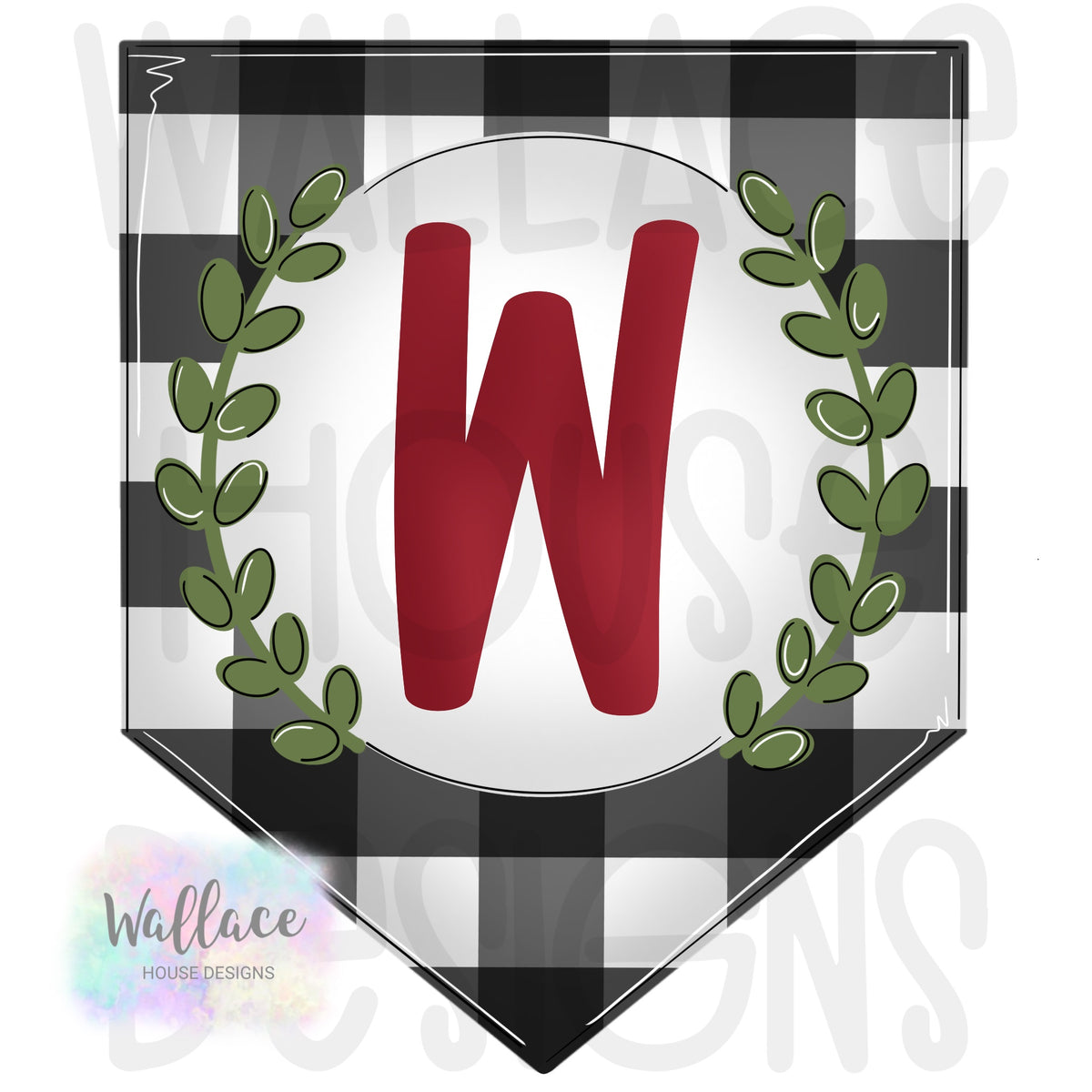 Plaid Monogram Banner Printable Template – wallacehousedesigns